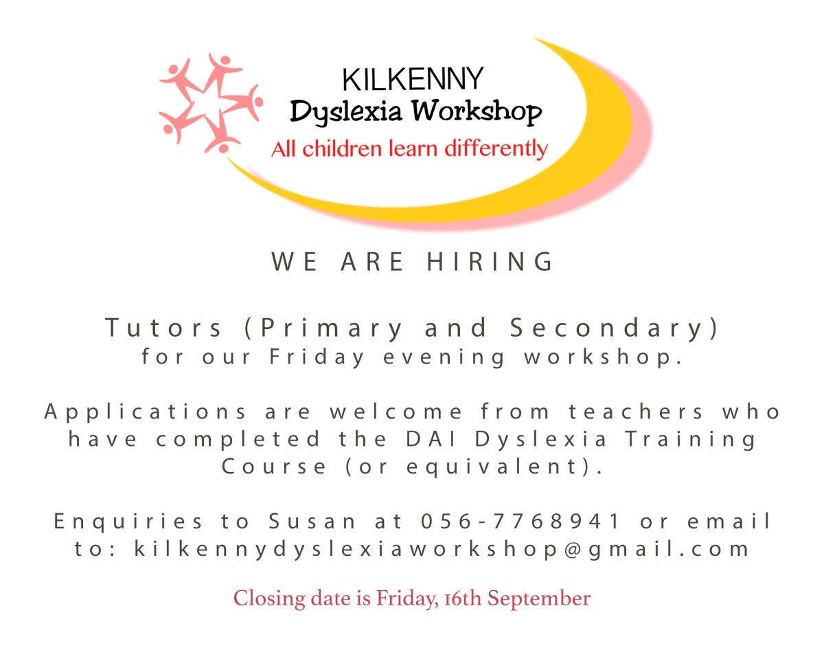 Tutors Required – Kilkenny Dyslexia Workshop